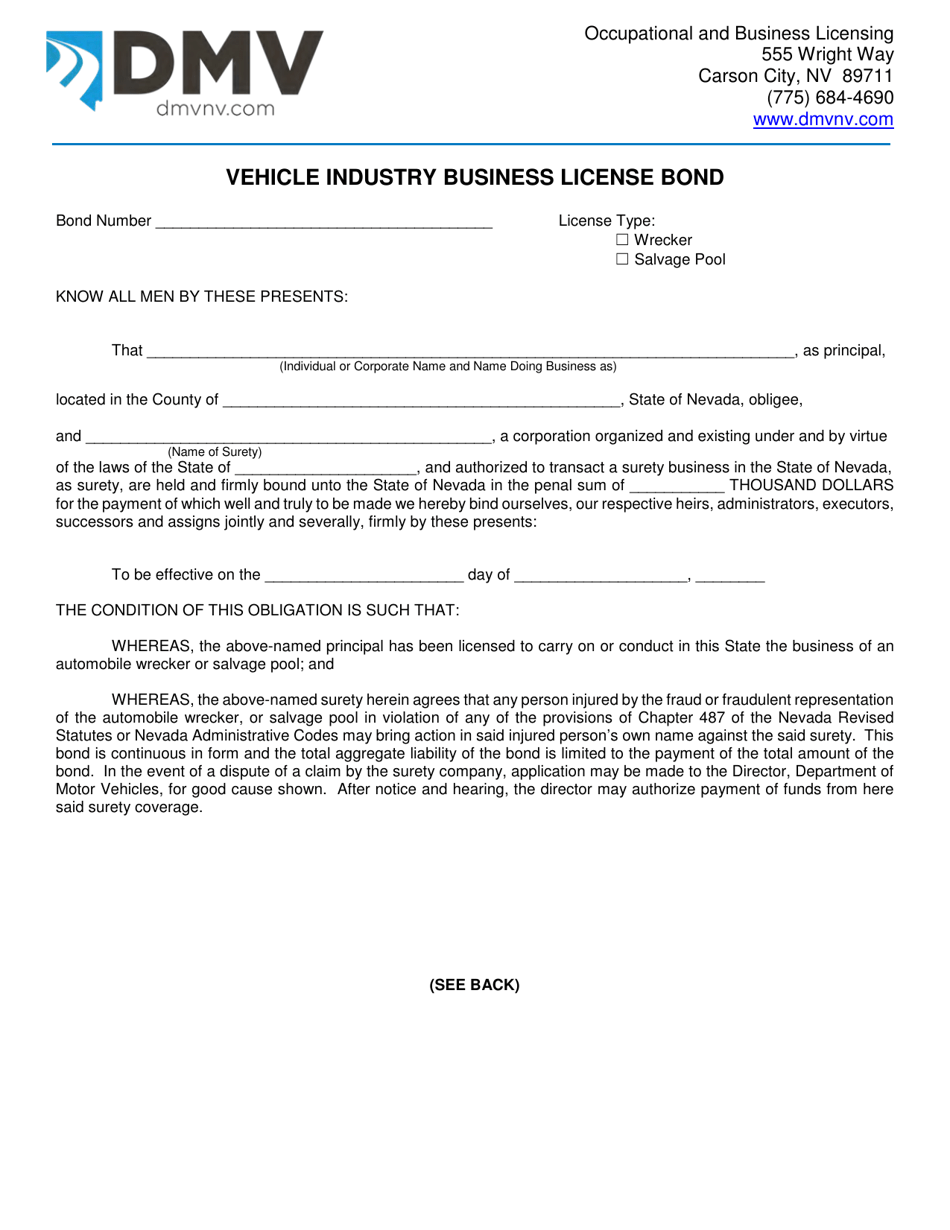 Form OBL262 Download Fillable PDF or Fill Online Vehicle Industry ...