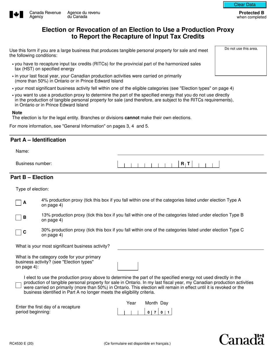 Form RC4530 Download Fillable PDF or Fill Online Election or Revocation ...