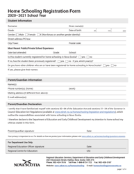 2021 Nova Scotia Canada Home Schooling Registration Form - Fill Out ...
