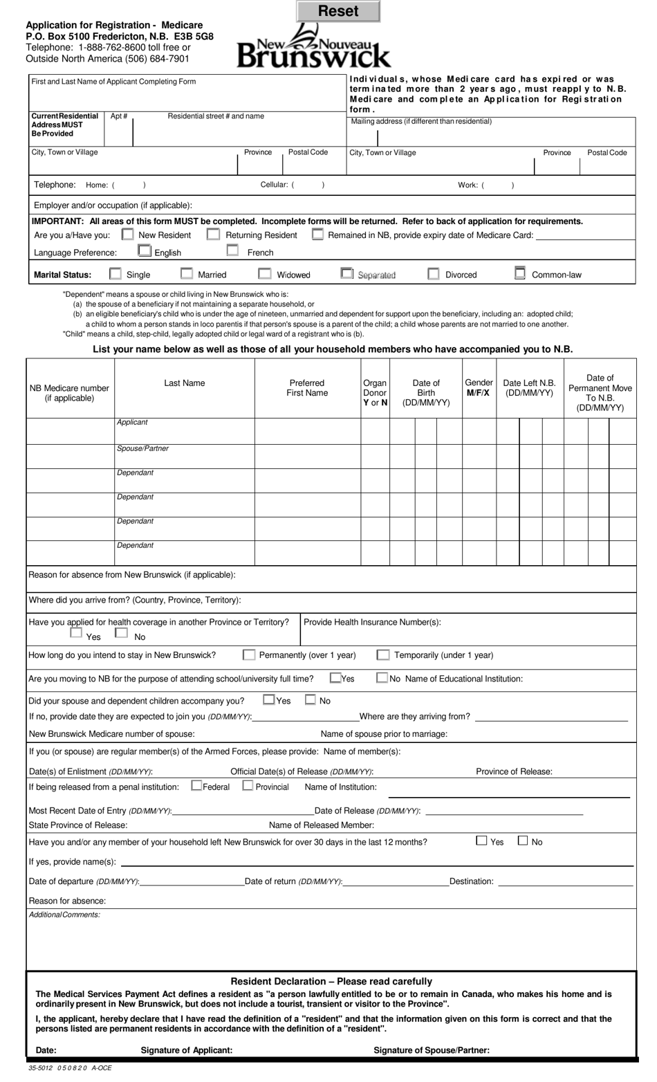 Form 35-5012 - Fill Out, Sign Online and Download Fillable PDF, New ...