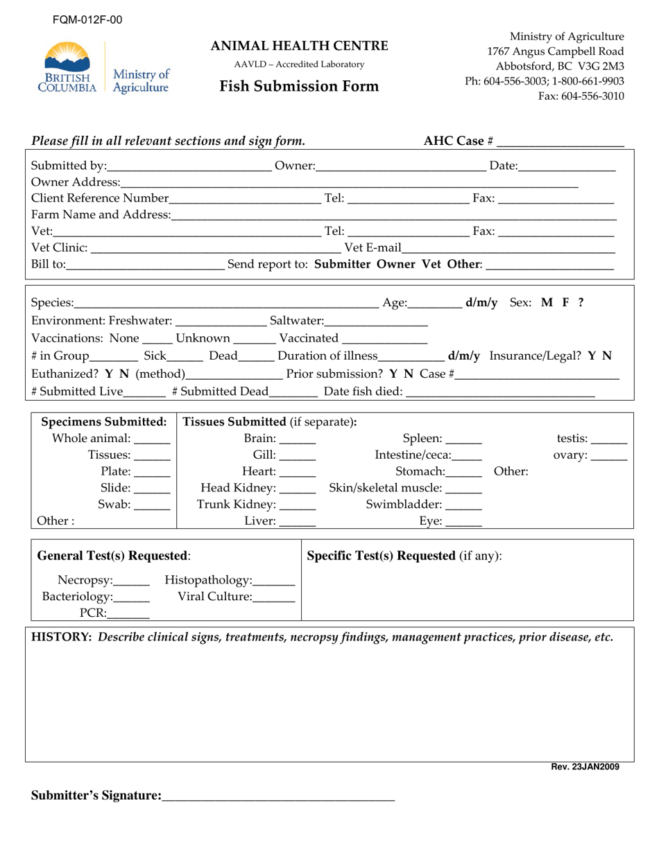 Form FQM-012F-00 - Fill Out, Sign Online and Download Fillable PDF ...