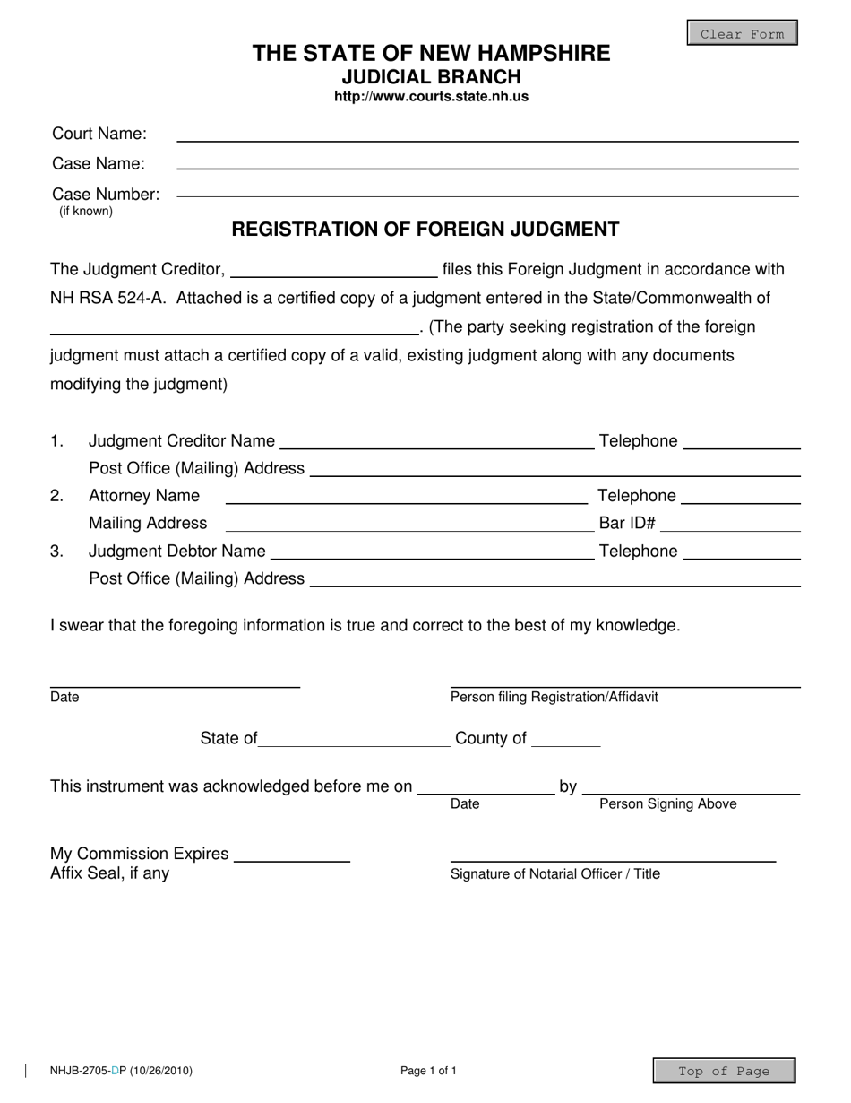 Form NHJB-2705-P - Fill Out, Sign Online and Download Fillable PDF, New ...