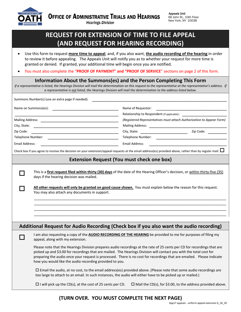 Form APP17 - Fill Out, Sign Online and Download Printable PDF, New York ...
