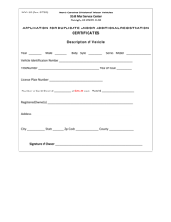 Form MVR-10 Download Printable PDF or Fill Online Application for ...