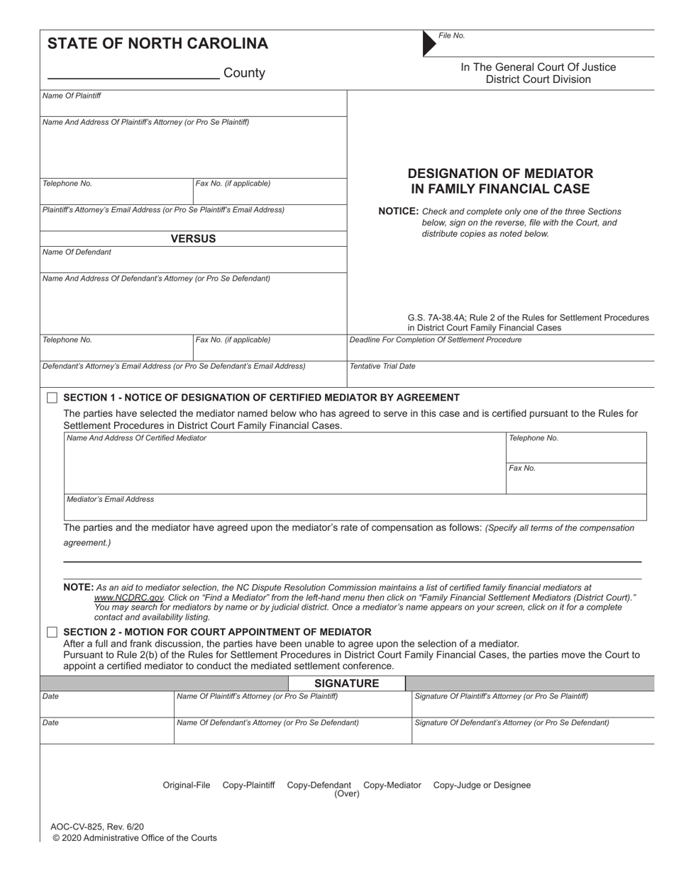 Form AOC-CV-825 Download Fillable PDF or Fill Online Designation of ...