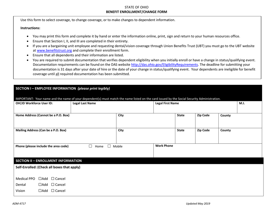 Form ADM4717 - Fill Out, Sign Online and Download Fillable PDF, Ohio ...