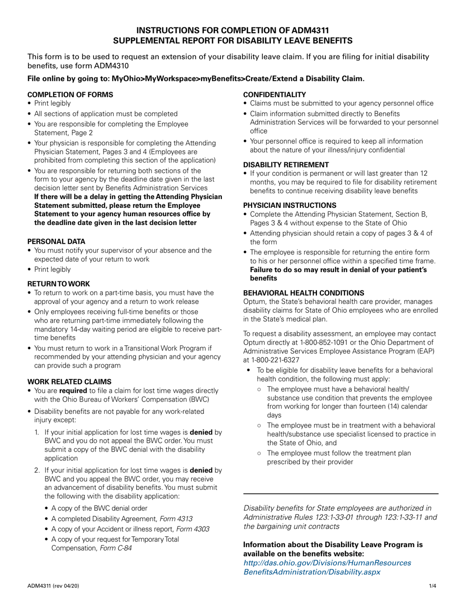 Form ADM4311 - Fill Out, Sign Online and Download Printable PDF, Ohio ...