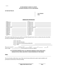 Oklahoma Order for Continuance Download Fillable PDF | Templateroller
