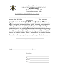 Rhode Island Consent to Service of Process Download Fillable PDF ...
