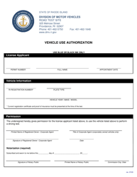 Rhode Island Vehicle Use Authorization Download Fillable PDF | Templateroller