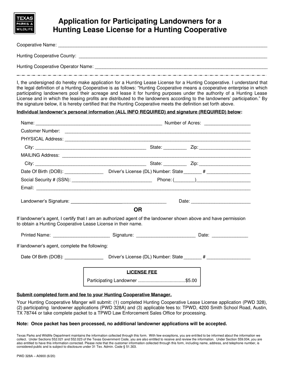 Form PWD328A - Fill Out, Sign Online and Download Printable PDF, Texas ...