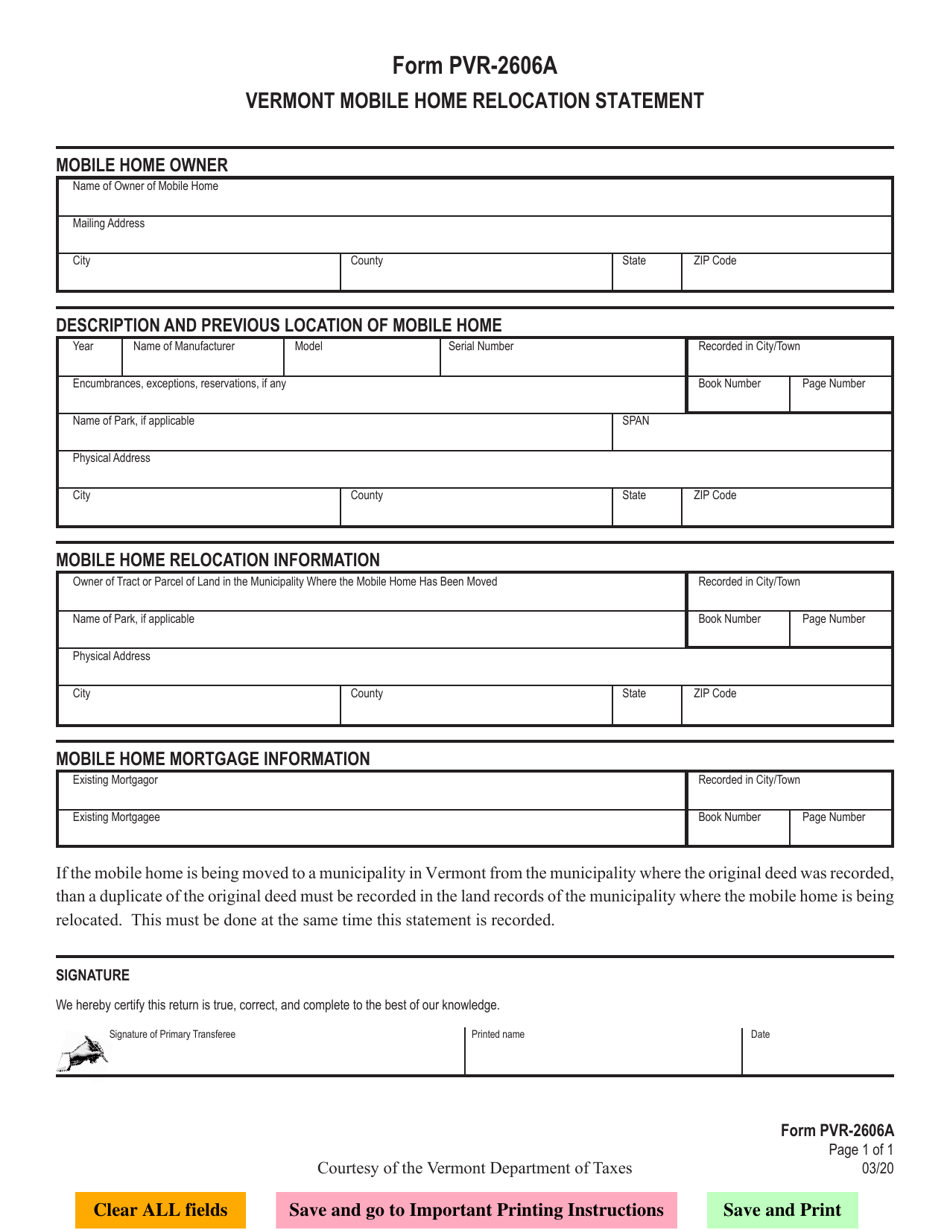 Form PVR-2606A - Fill Out, Sign Online and Download Fillable PDF ...