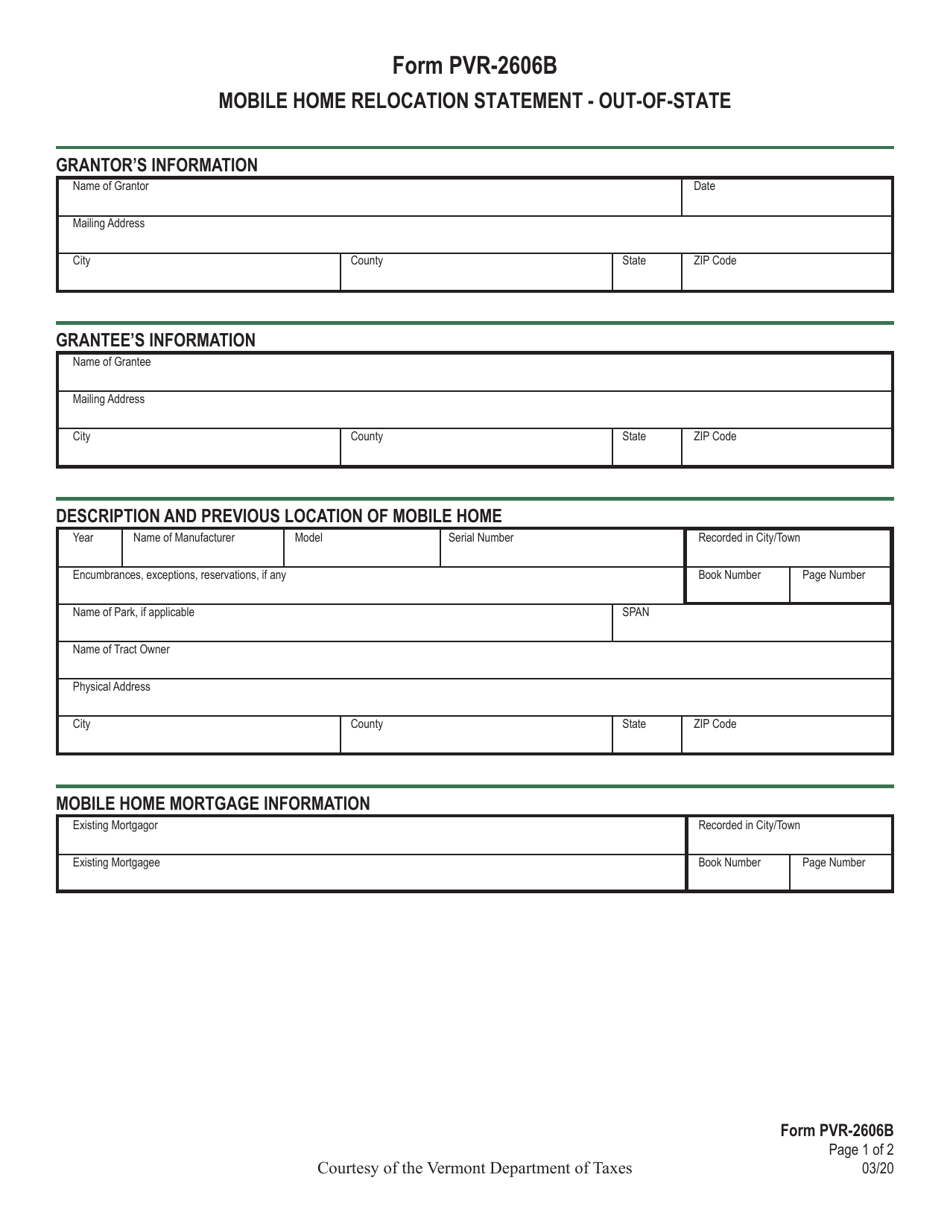 Form PVR-2606B - Fill Out, Sign Online and Download Fillable PDF ...