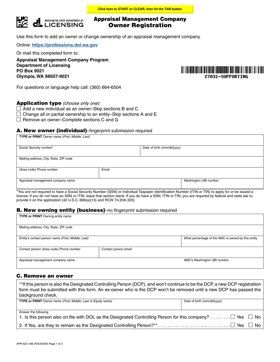 Form APR-622-189 Download Fillable PDF or Fill Online Appraisal ...
