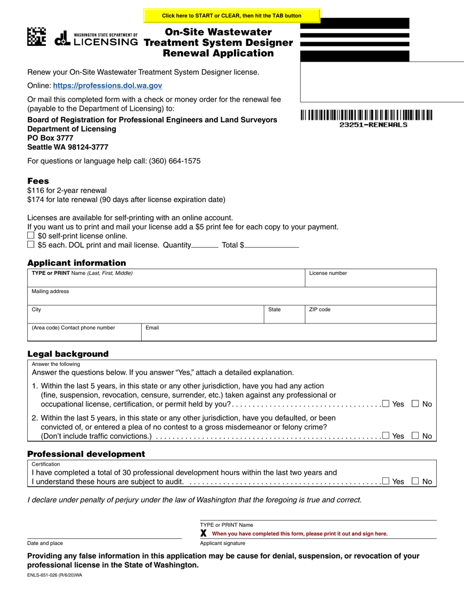 Form ENLS-651-026 Download Fillable PDF or Fill Online On-Site ...