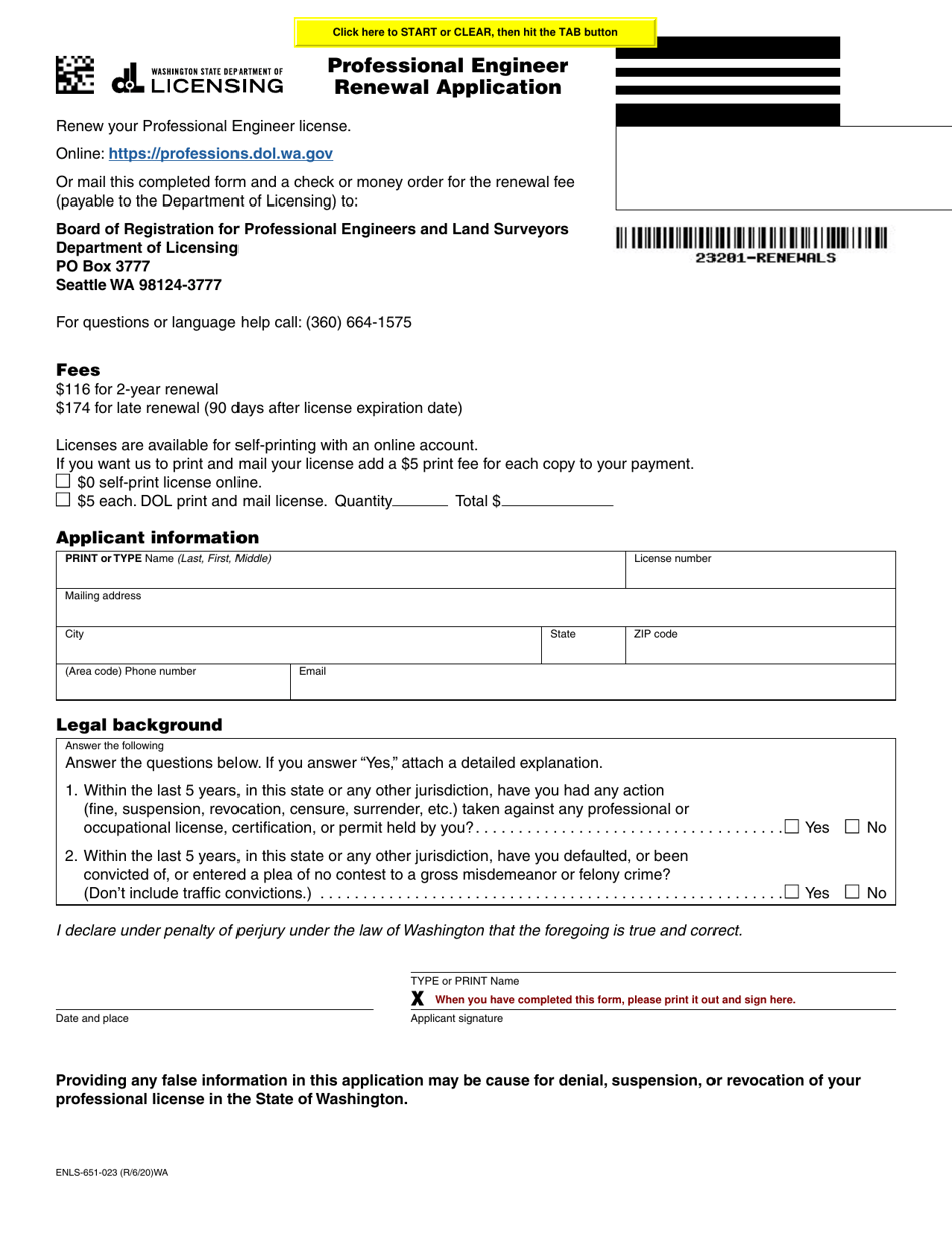 Form ENLS-651-023 Download Fillable PDF or Fill Online Professional ...