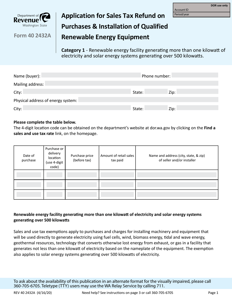 Form REV40 2432A - Fill Out, Sign Online and Download Fillable PDF ...