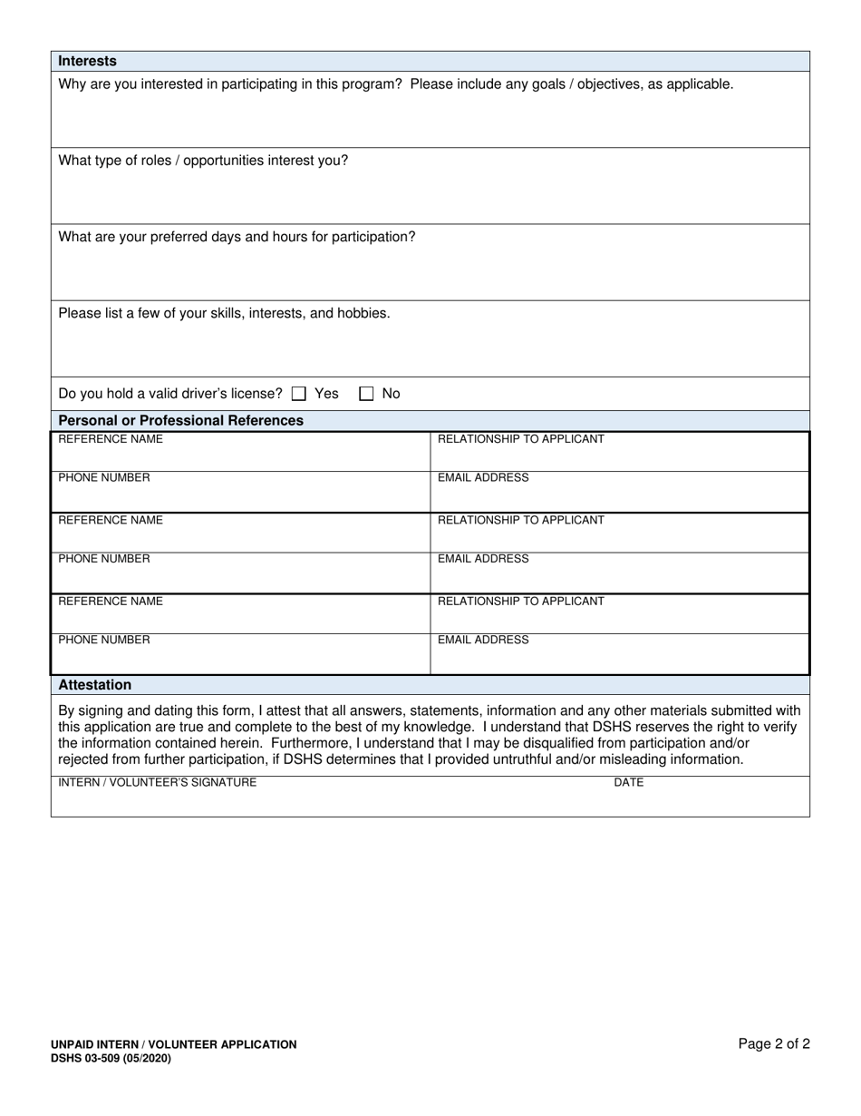 DSHS Form 03-509 Download Printable PDF or Fill Online Dshs Unpaid ...