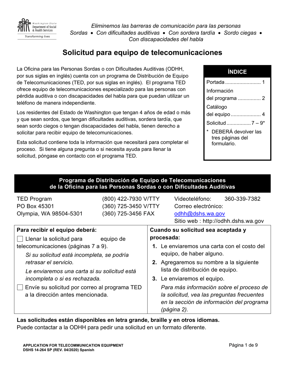 DSHS Formulario 14-264 - Fill Out, Sign Online and Download Printable ...