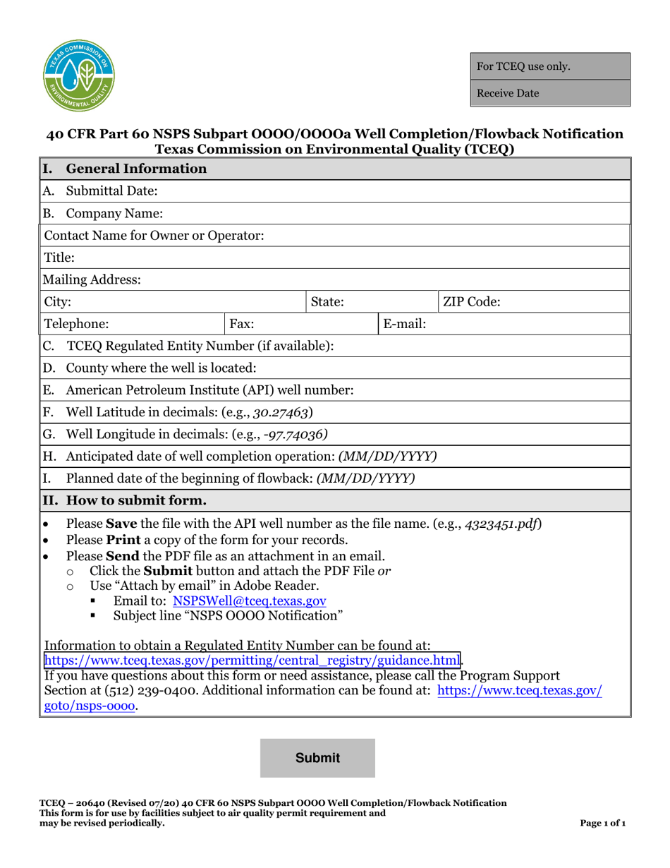Form TCEQ-20640 - Fill Out, Sign Online and Download Fillable PDF ...