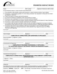 Form DOC21-761 Download Printable PDF or Fill Online Prohibited Contact ...