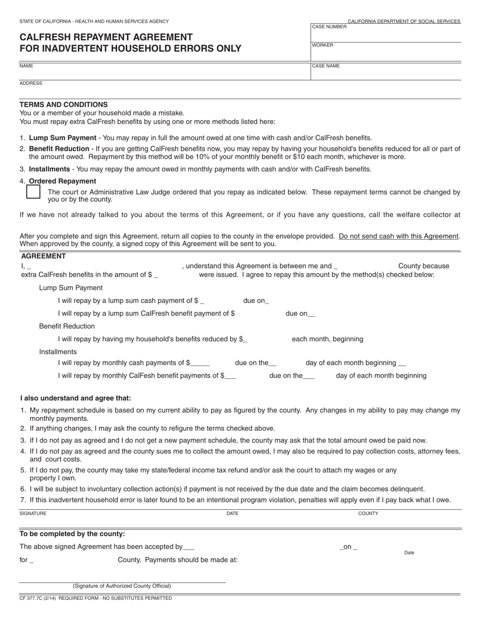 Form CF377.7C - Fill Out, Sign Online and Download Fillable PDF ...