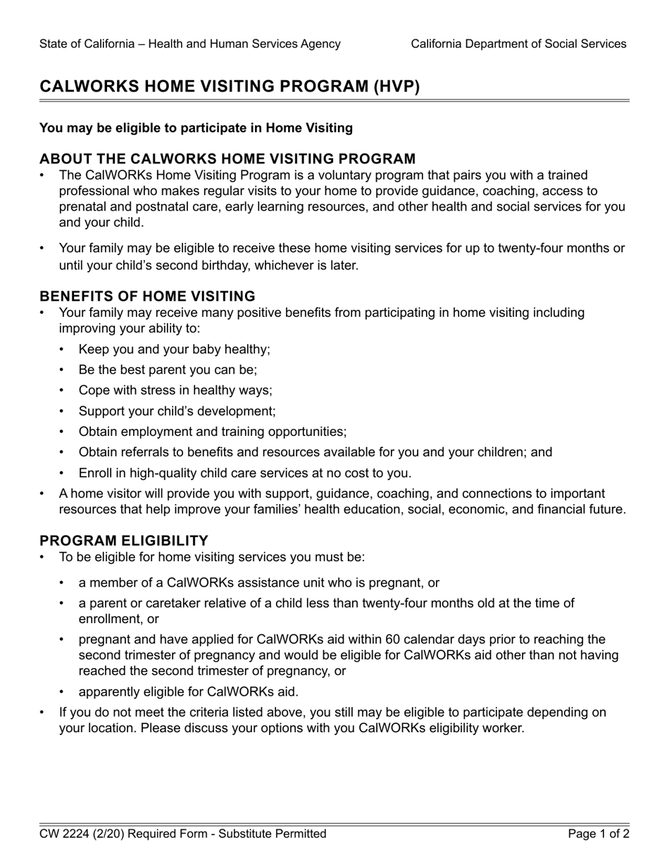 Form CW2224 - Fill Out, Sign Online and Download Fillable PDF ...