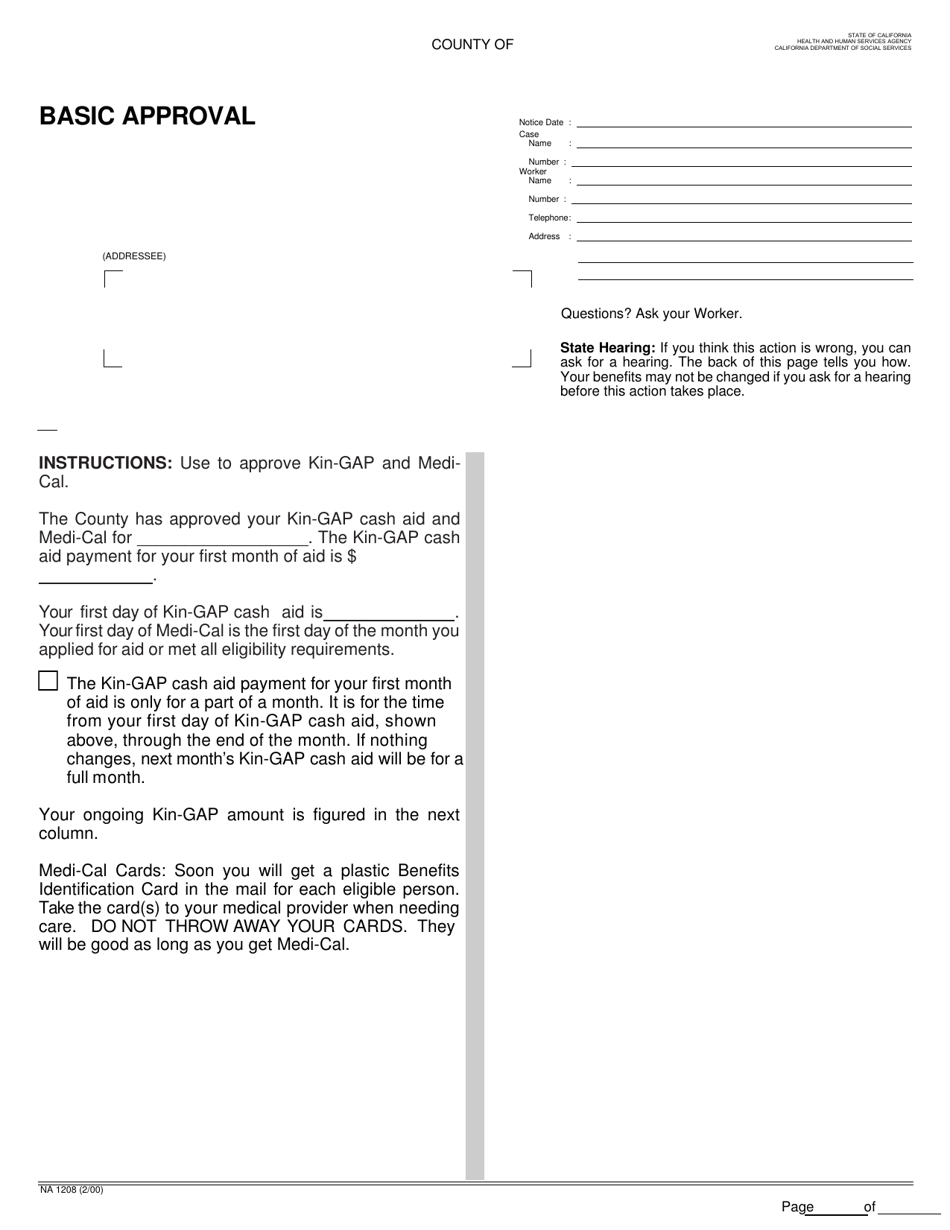 Form NA1208 - Fill Out, Sign Online and Download Fillable PDF ...