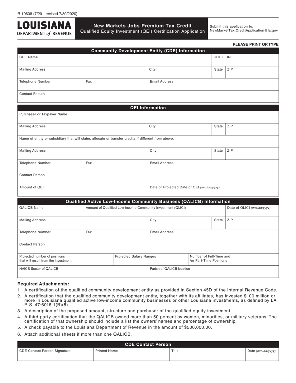 Form R-10608 Download Fillable PDF or Fill Online New Markets Jobs ...