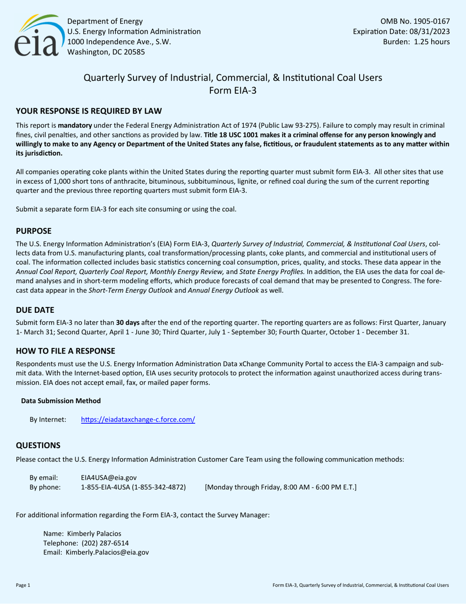Form EIA-3 - Fill Out, Sign Online and Download Printable PDF ...