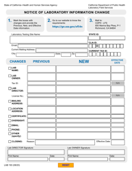 Form LAB-193 Download Fillable PDF or Fill Online Notice of Laboratory ...
