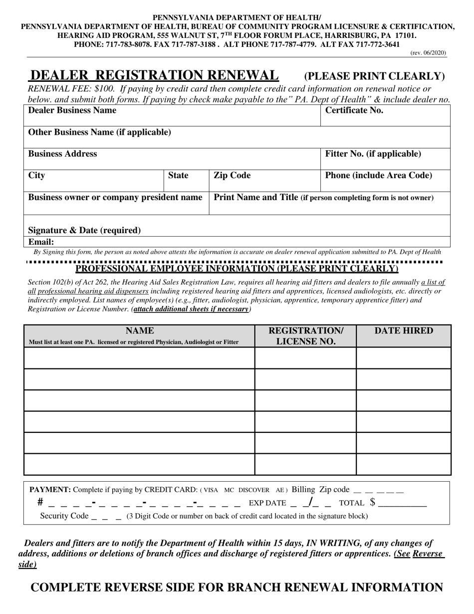 Pennsylvania Dealer Renewal Application - Fill Out, Sign Online and ...