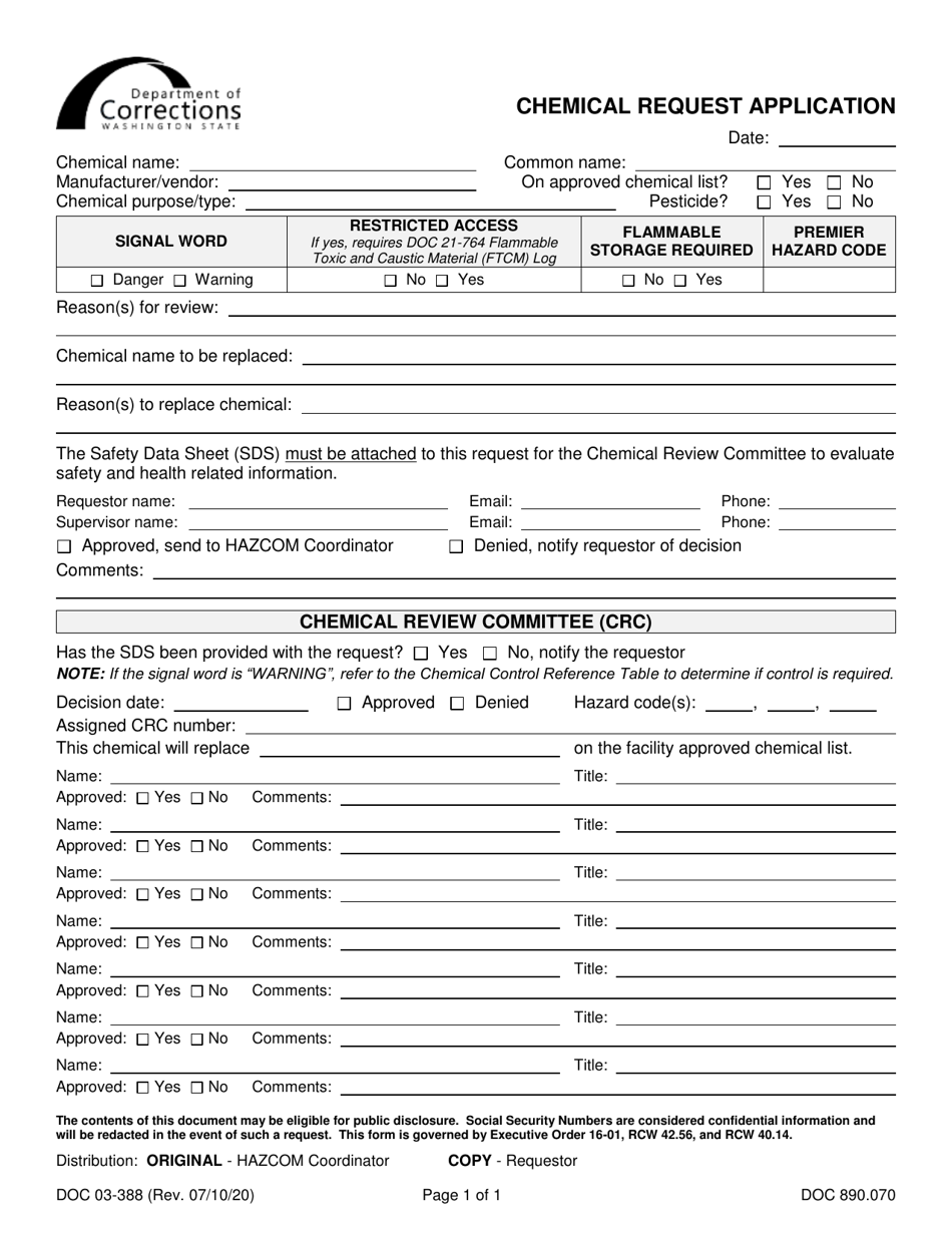 Form DOC03-388 - Fill Out, Sign Online and Download Printable PDF ...