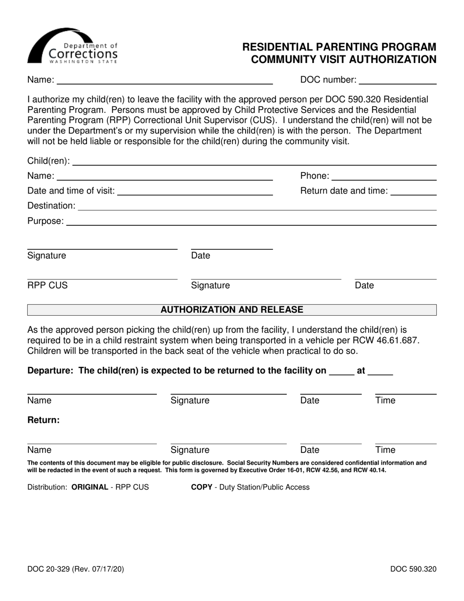 Form DOC20-329 - Fill Out, Sign Online and Download Printable PDF ...