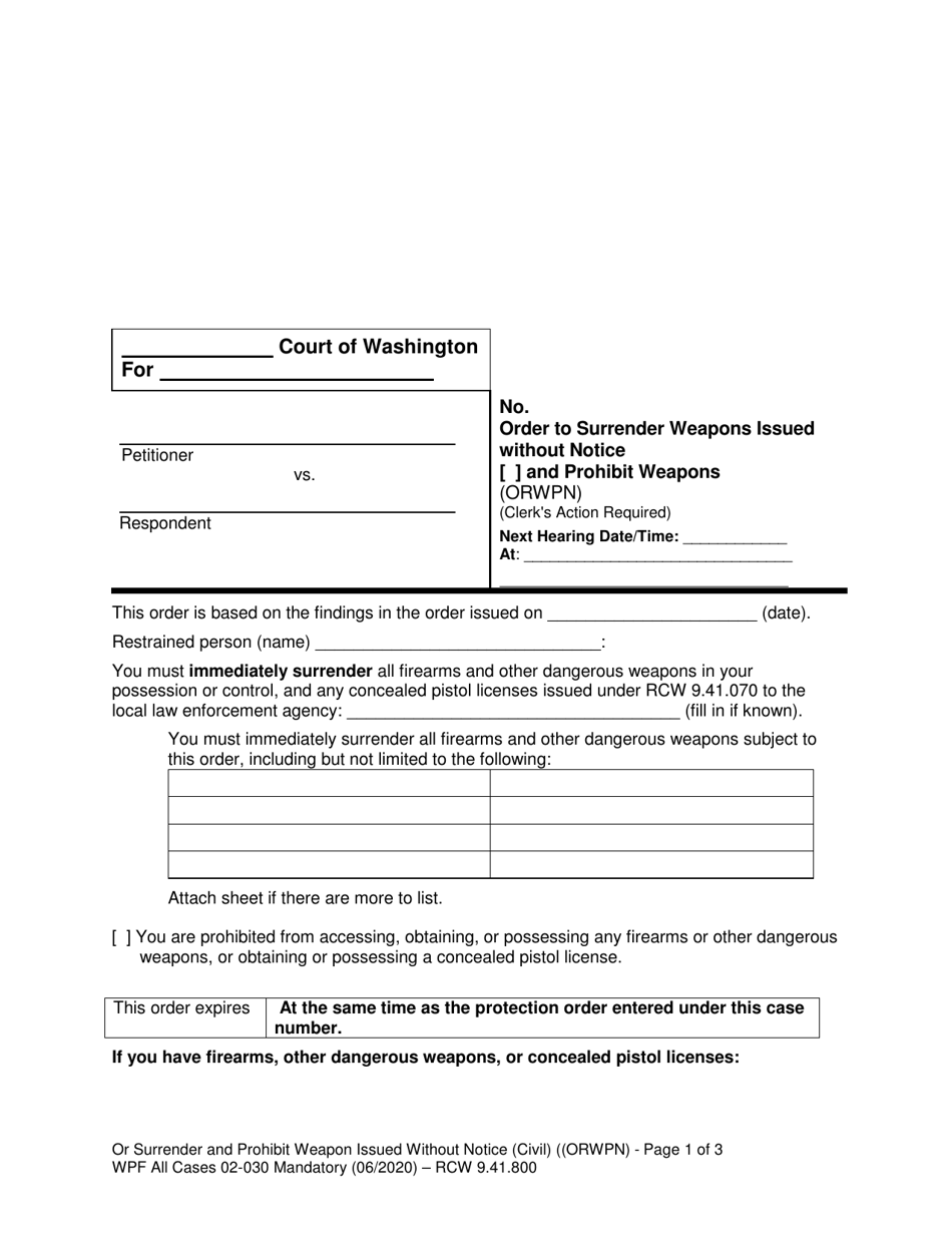 Form WPF All Cases02-030 Download Printable PDF or Fill Online Order to ...