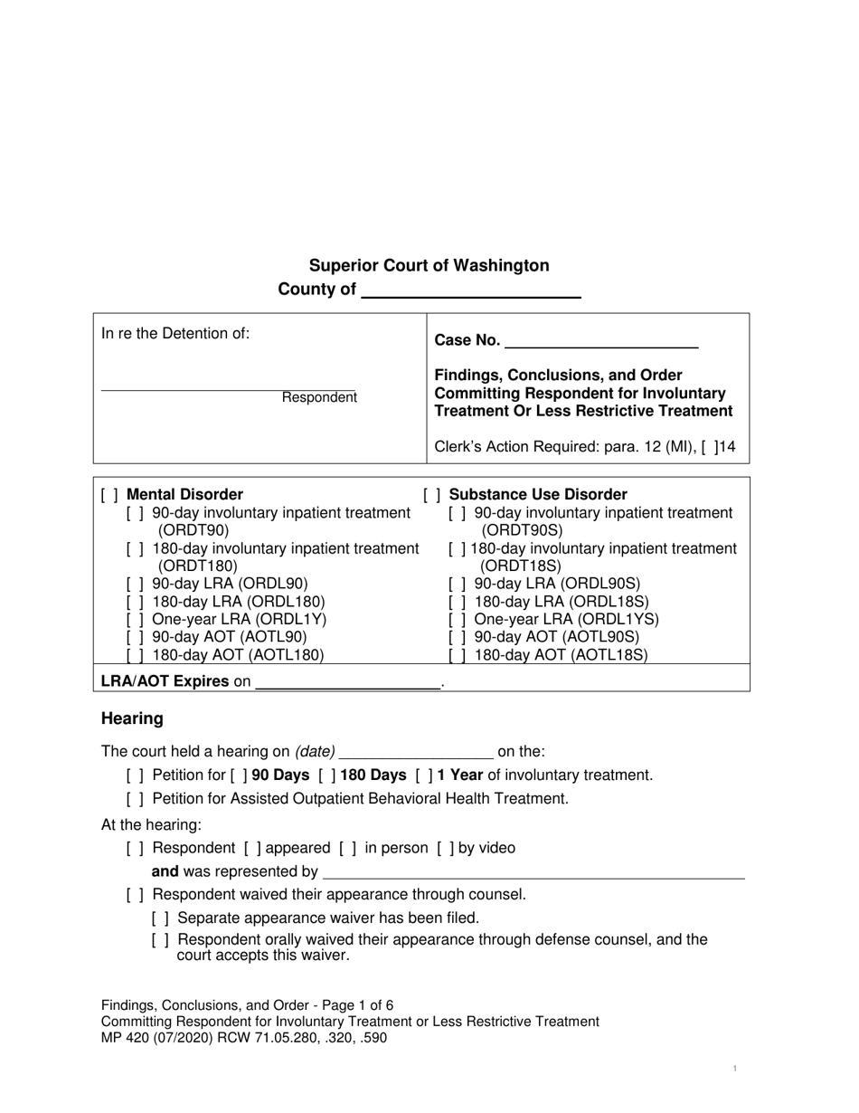 Form MP420 - Fill Out, Sign Online and Download Printable PDF ...