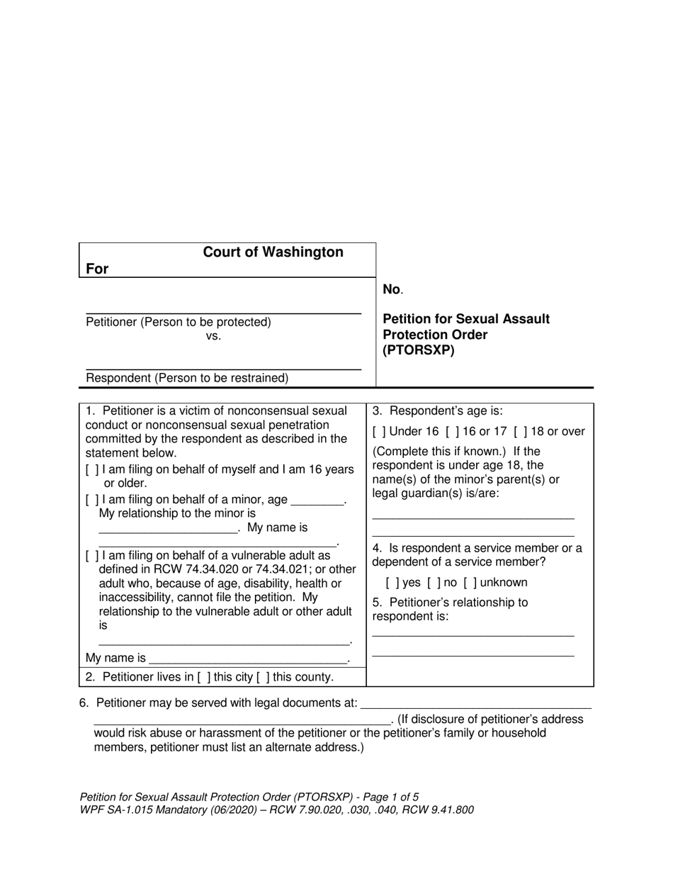 Form SA1.015 - Fill Out, Sign Online and Download Printable PDF ...