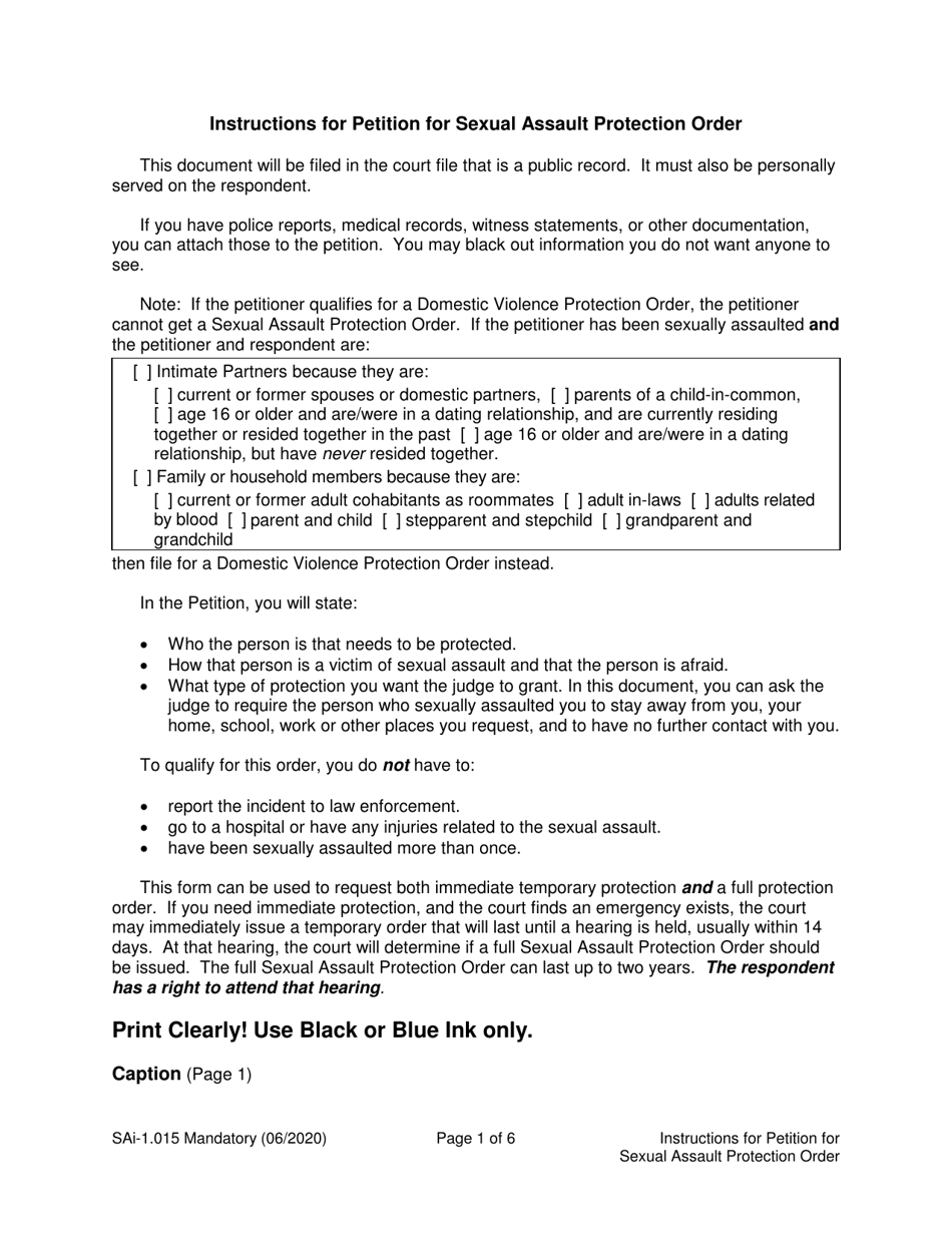 Download Instructions for Form SA1.015 Petition for Sexual Assault ...