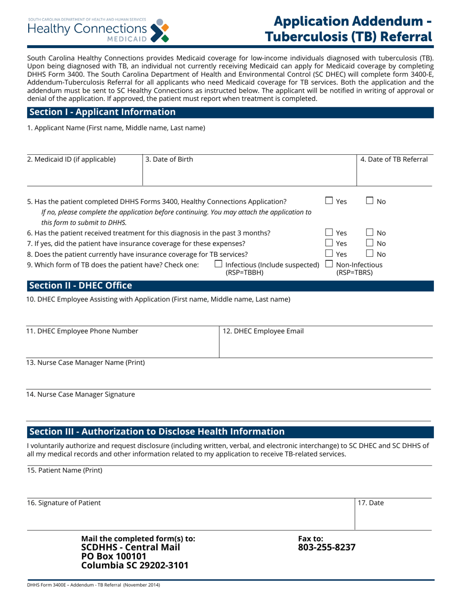 DHHS Form 3400-E - Fill Out, Sign Online and Download Fillable PDF ...