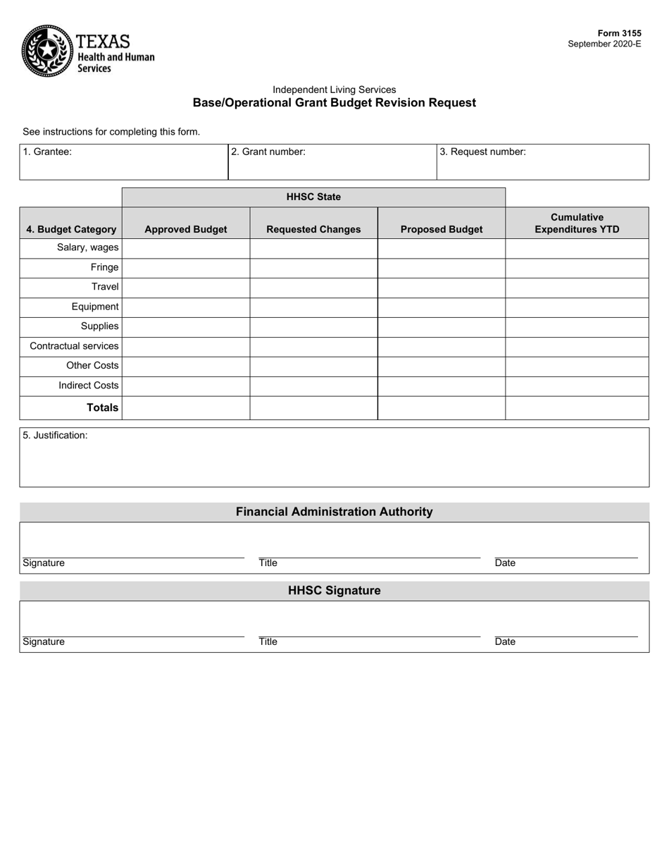 Form 3155 Download Fillable PDF or Fill Online Base/Operational Grant ...