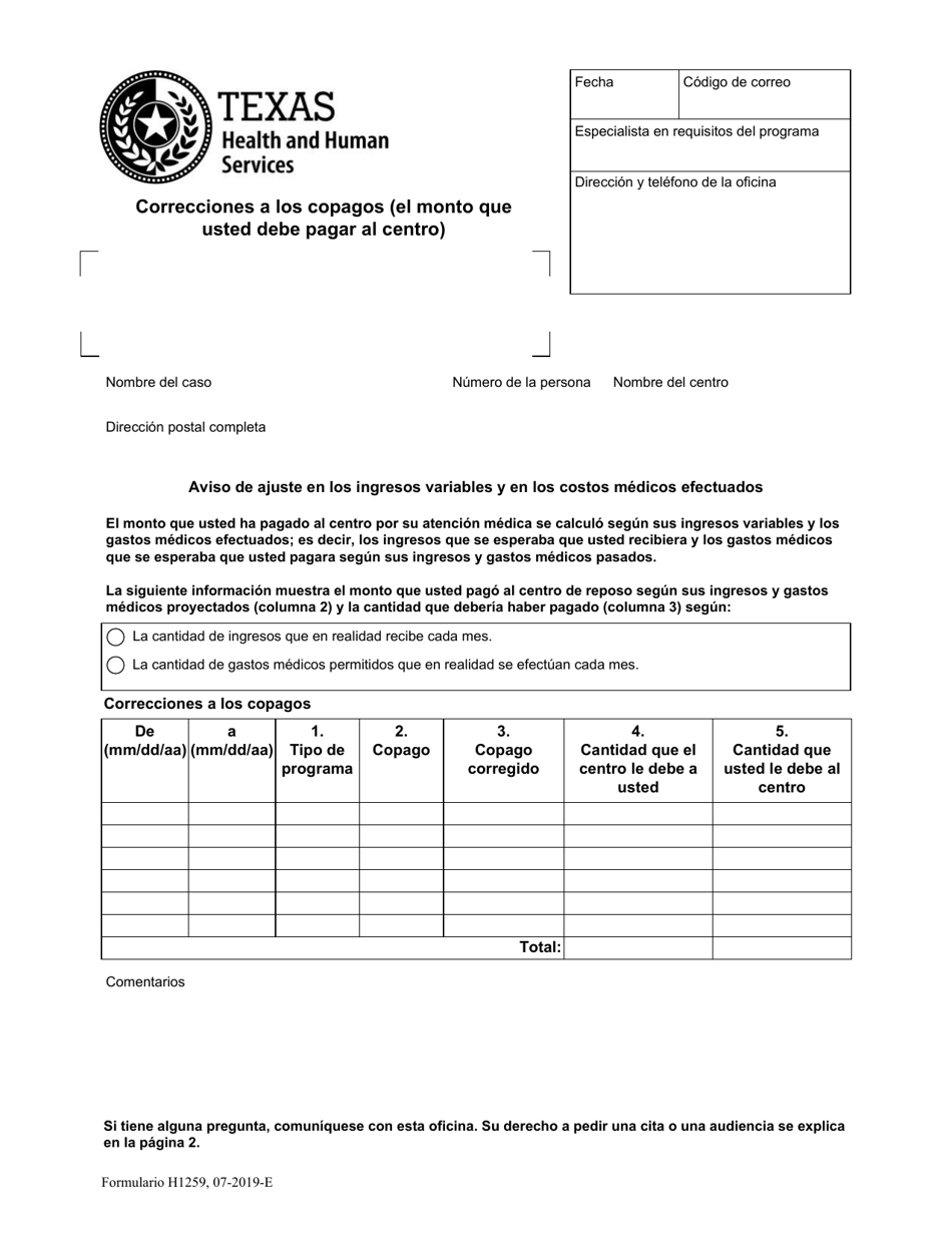 Formulario H1259-S - Fill Out, Sign Online and Download Fillable PDF ...