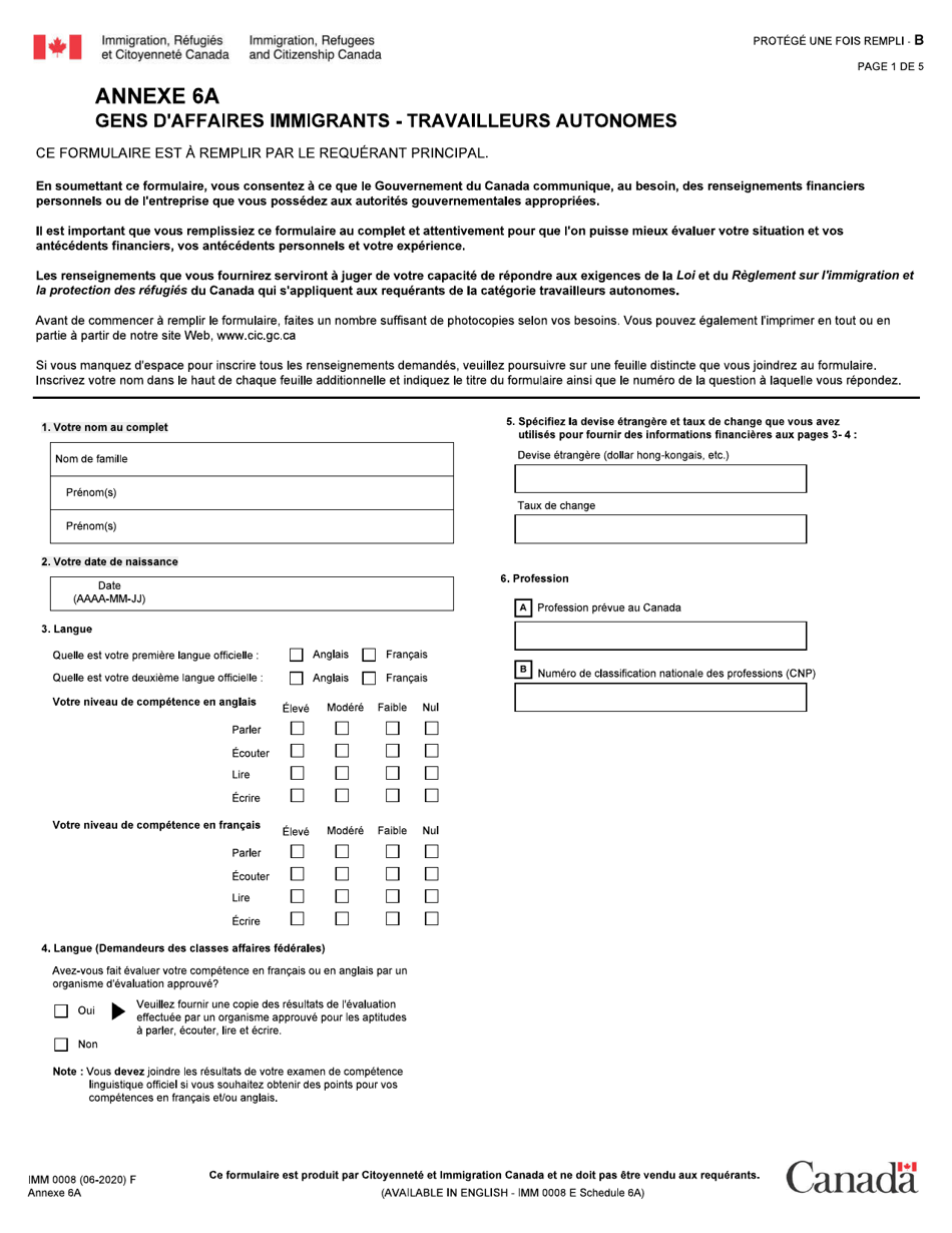 Form IMM0008 Schedule 6A Download Fillable PDF or Fill Online Gens D ...
