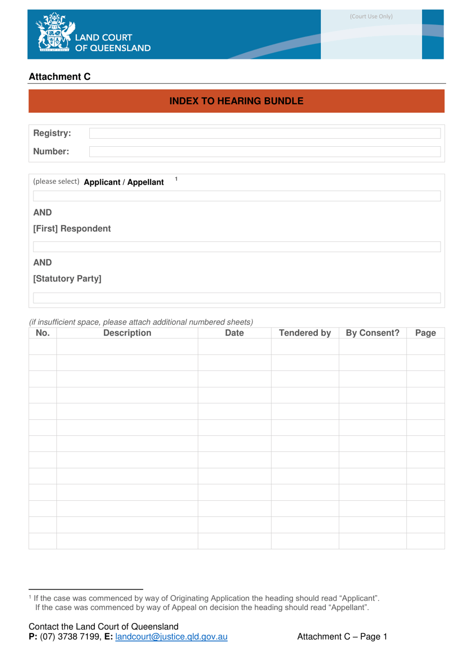 Queensland Australia Index to Hearing Bundle - Fill Out, Sign Online ...