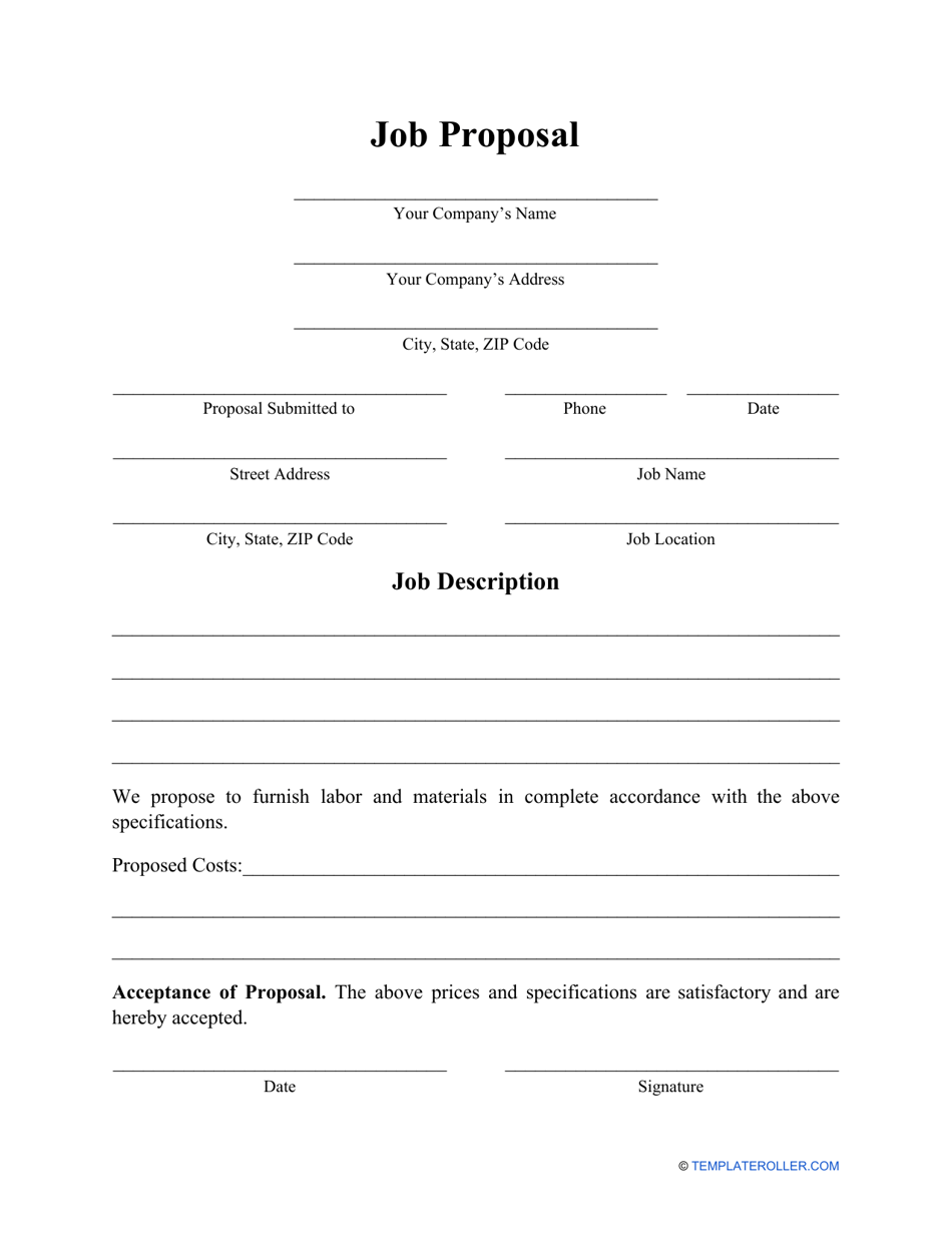 Job Proposal Template Download Printable PDF Templateroller