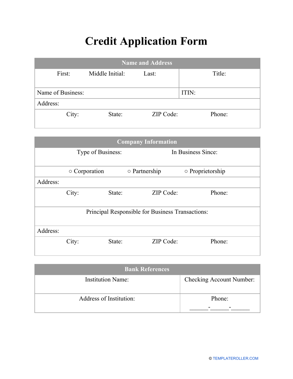 Credit Application Form Fill Out Sign Online And Download PDF