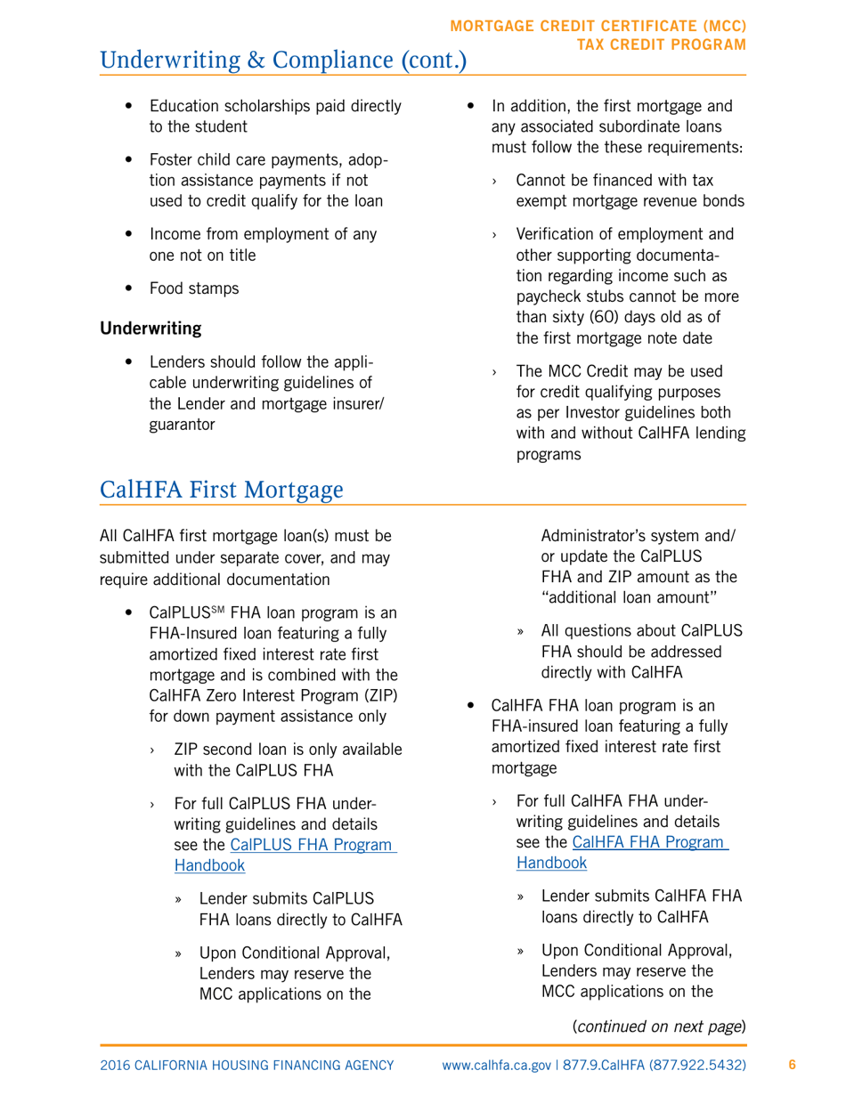 2016 California Mortgage Credit Certificate (Mcc) Tax Credit Program Handbook - Fill Out, Sign ...