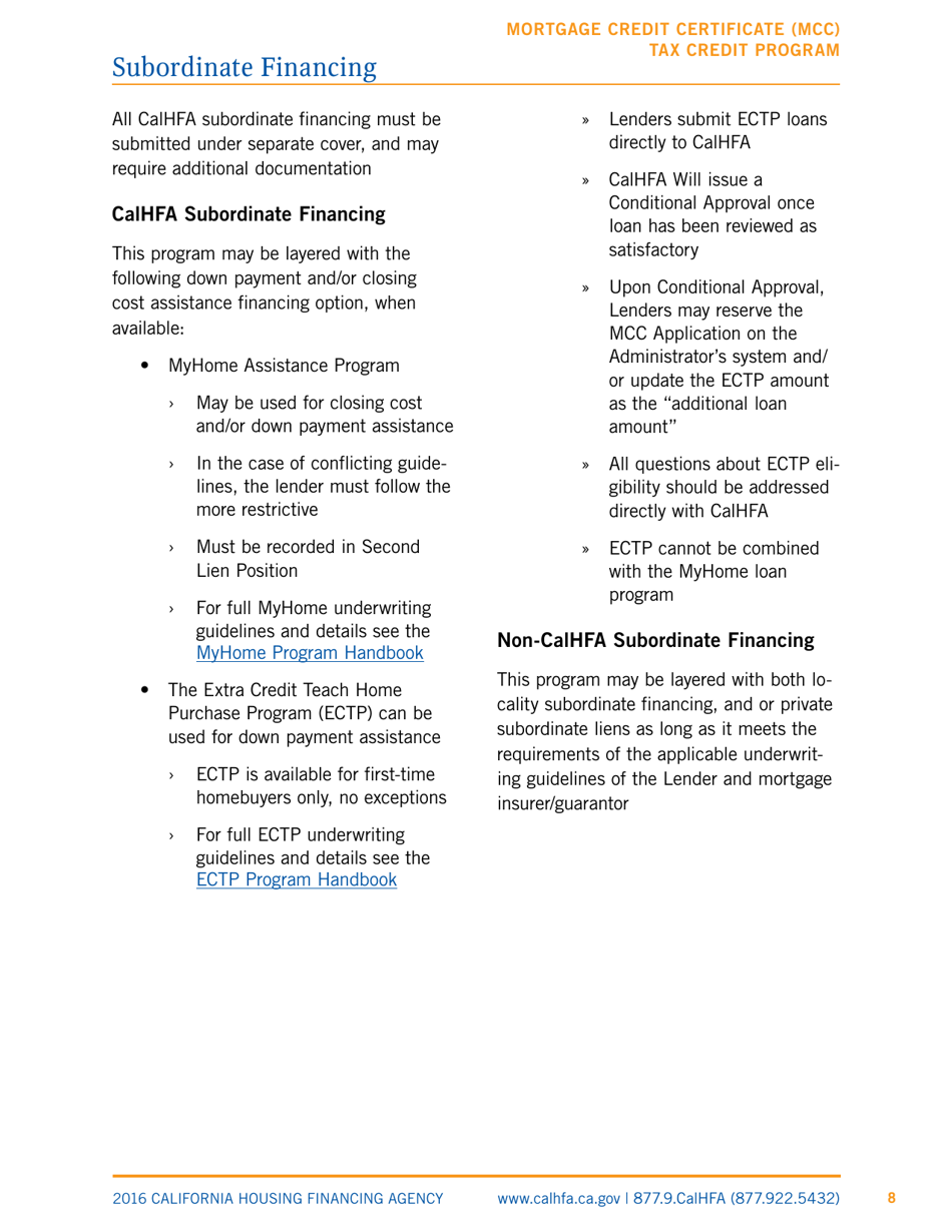 2016 California Mortgage Credit Certificate (Mcc) Tax Credit Program Handbook - Fill Out, Sign ...