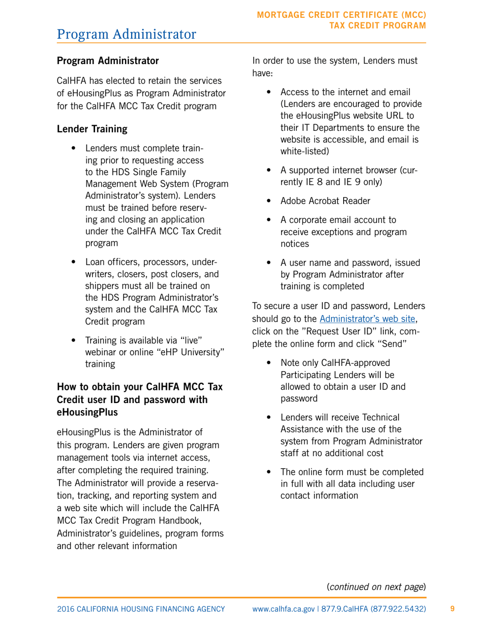 2016 California Mortgage Credit Certificate (Mcc) Tax Credit Program Handbook - Fill Out, Sign ...