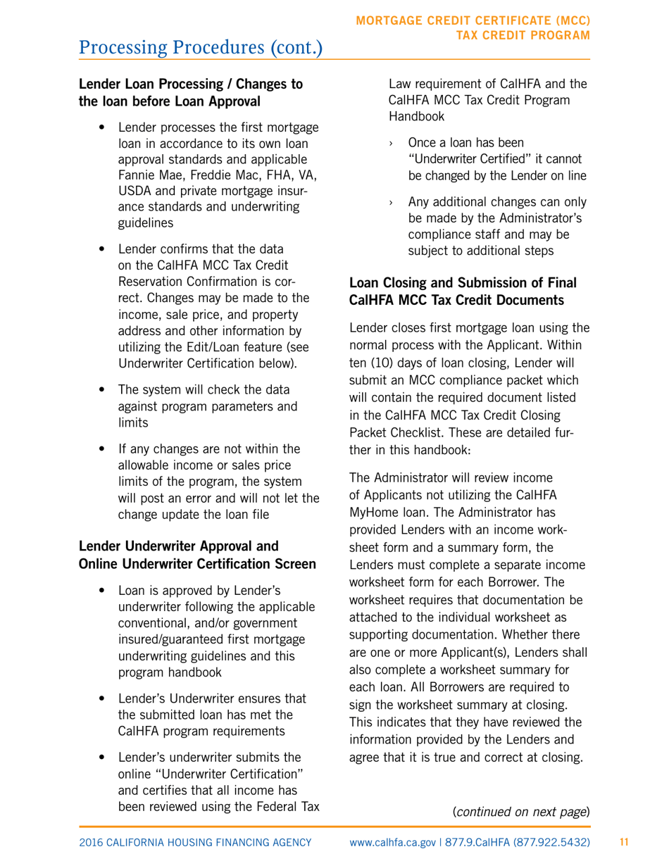 2016 California Mortgage Credit Certificate (Mcc) Tax Credit Program Handbook - Fill Out, Sign ...