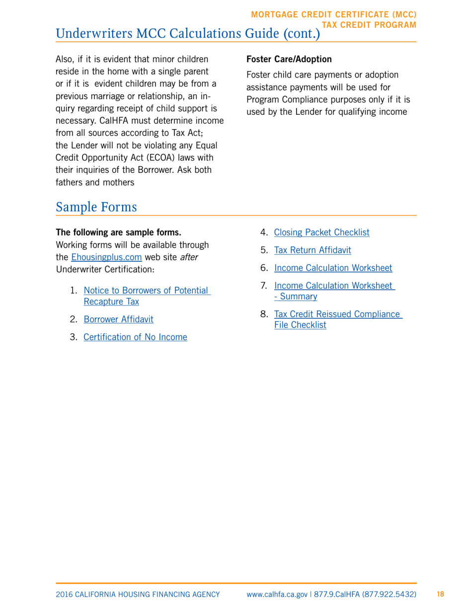 2016 California Mortgage Credit Certificate (Mcc) Tax Credit Program Handbook - Fill Out, Sign ...